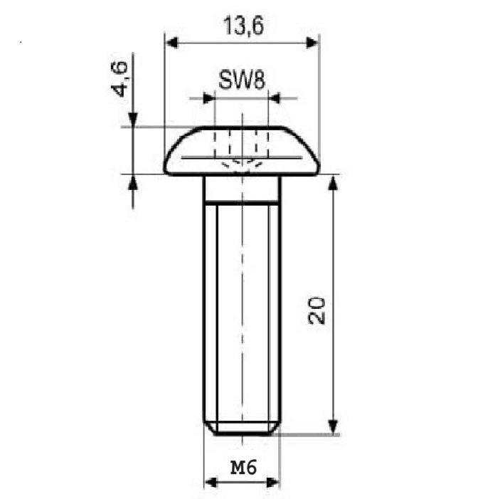Central Bolt M6X20 – Dexterous Aluminium Profile