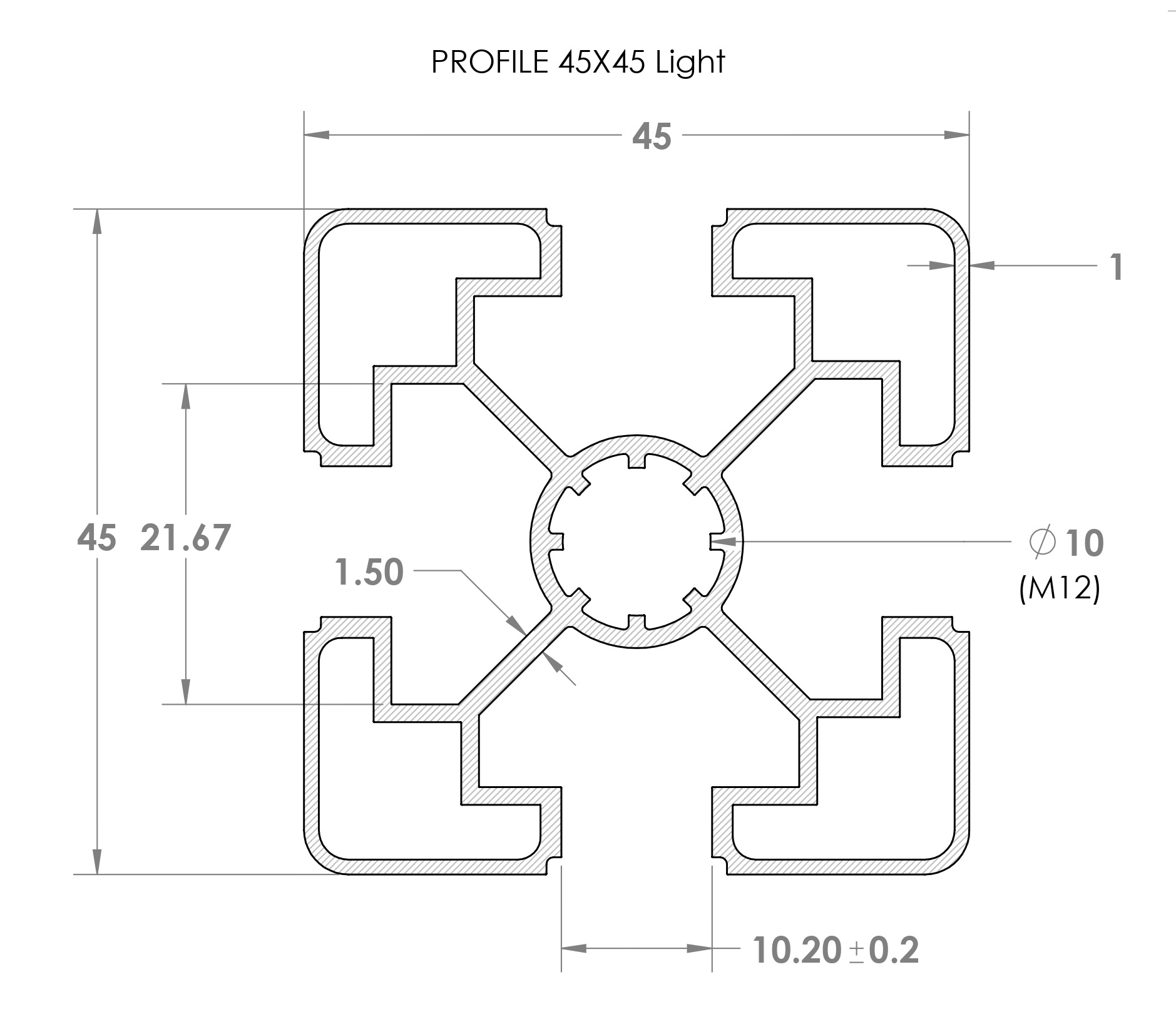 Profile 45×45 Light – Dexterous Aluminium Profile